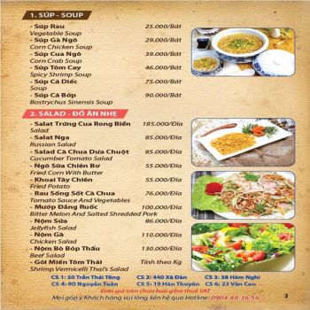 Menu, Hệ thống nhà hàng ba ba Sơn Đông - Nhà hàng ba ba ngon nhất tại ...